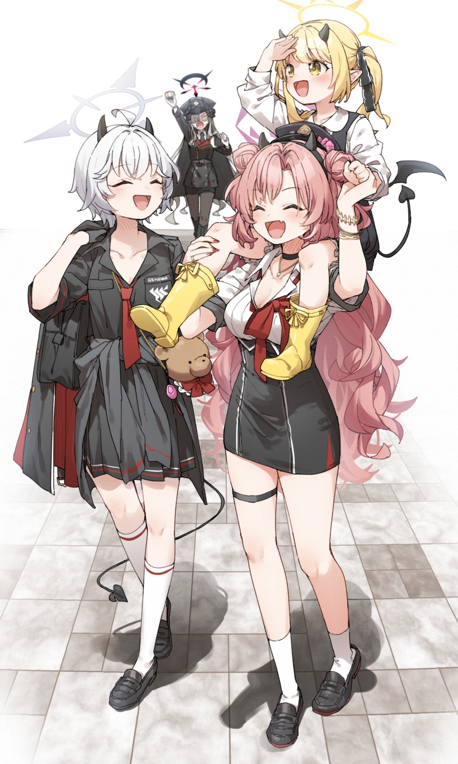 kusaka shi blue archive hanuma makoto hatami erika tanga ibuki yozakura kirara cleavage devil ...